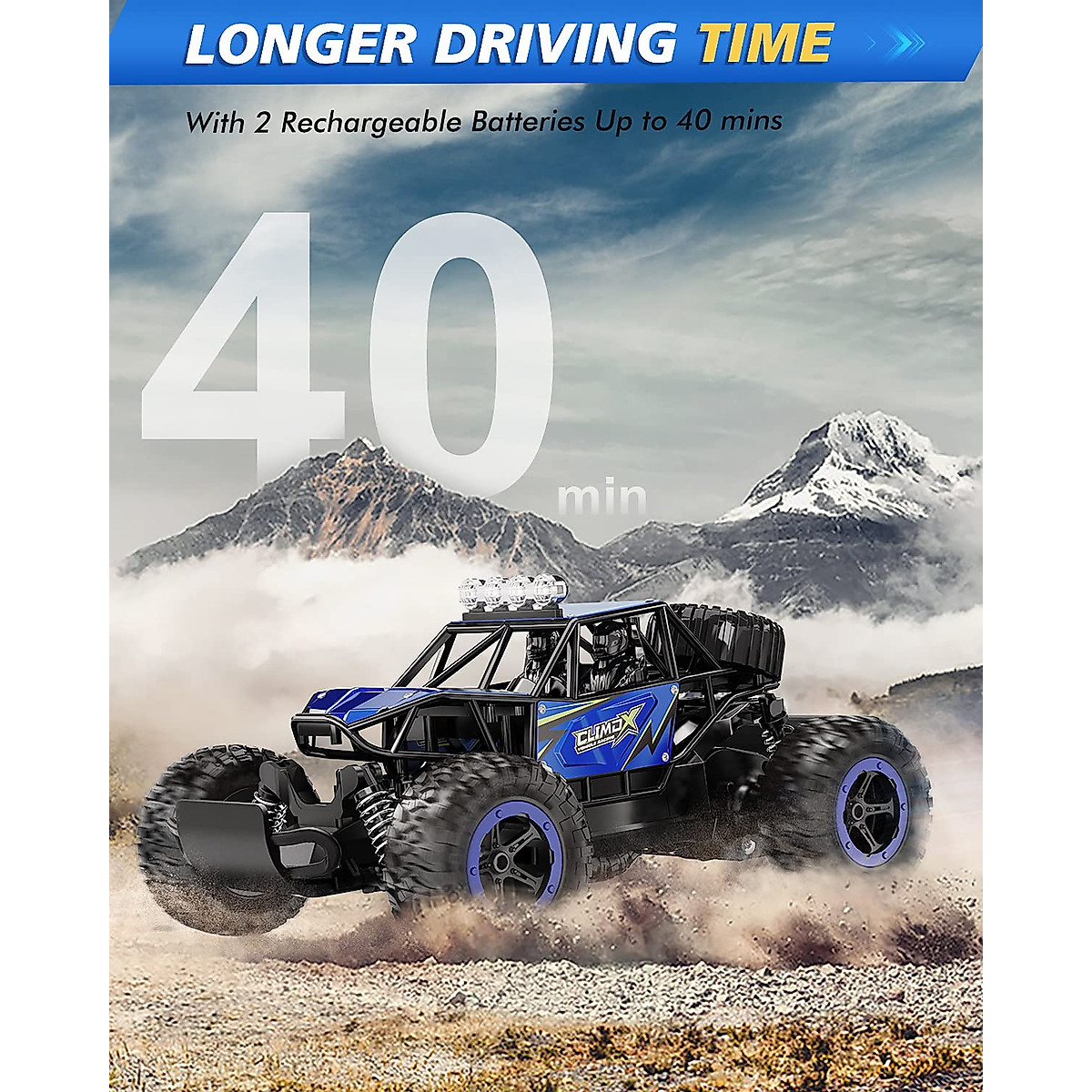 NBPOWER RC Cars for Boys Age 8-12, 1:14 Scale Remote Control Monster Truck, 2WD High Speed 20 Km/h Hobby rc Cars, 2.4GHz All Terrain Toy Trucks with 2 Rechargeable Battery, Outdoor Toy for Boys
