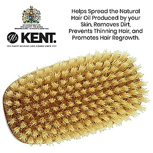 Kent MS23D Finest Men's Military Style Hair Brush - Satin and Beechwood Travel Size Base, Soft Pure White Natural Boar Bristle Ideal for Fine or Thinning Hair and Sensitive Scalps