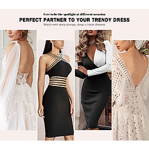 Wekofi Deep V Plunge Bras for Women Convertible Sexy Low Back Invisible Magic Wire Bra(Sand, 38C)