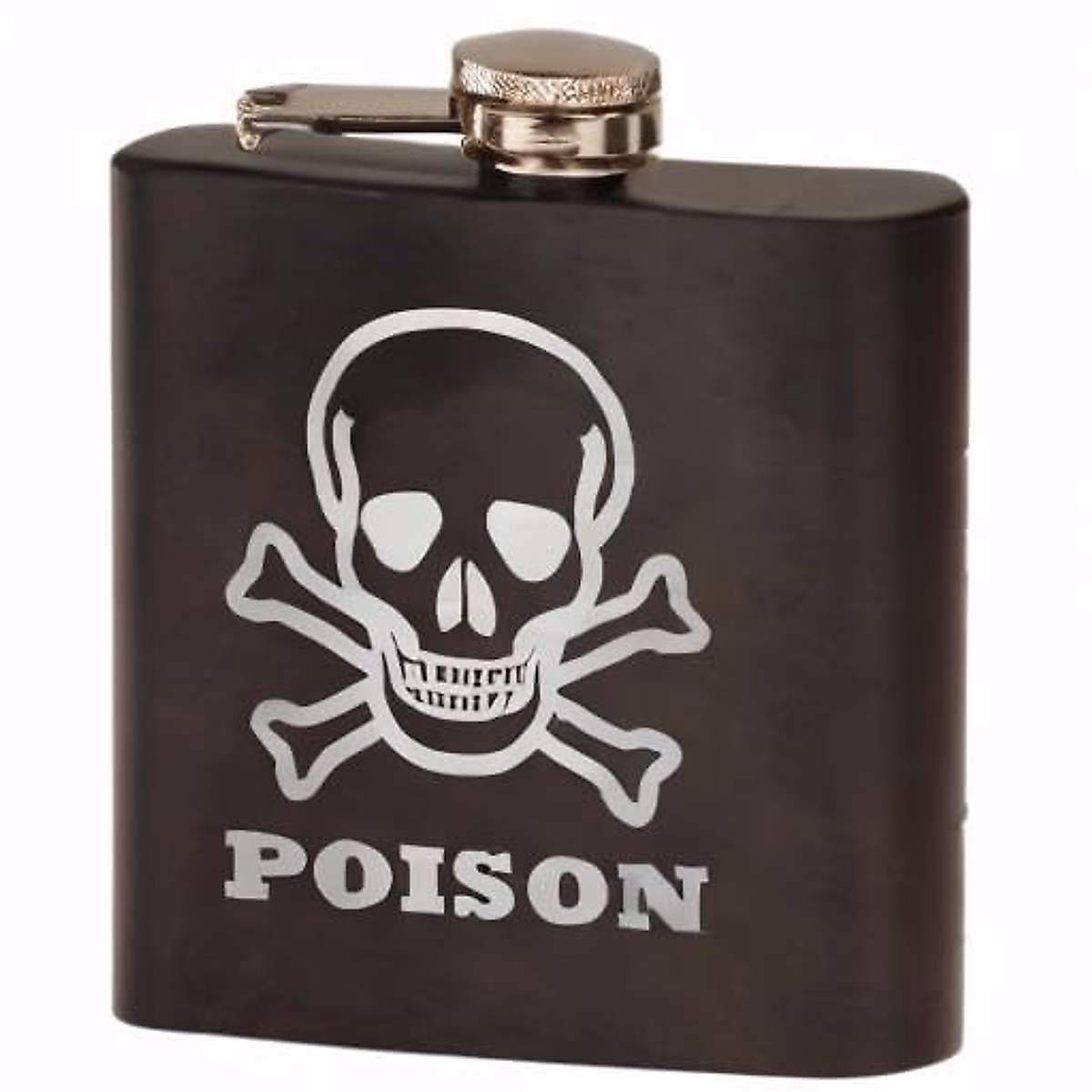 Rogue River Tactical Funny Poison Skull and Crossbones Stainless Steel Hip Flask Premium Matte Black Makes a Great Gift For Him Dad Father Gag Joke Gift