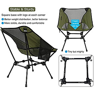 MARCHWAY Ultralight Folding Camping Chair, Heavy Duty Portable Compact for Outdoor Camp, Travel, Beach, Picnic, Festival, Hiking, Lightweight Backpacking (Green)