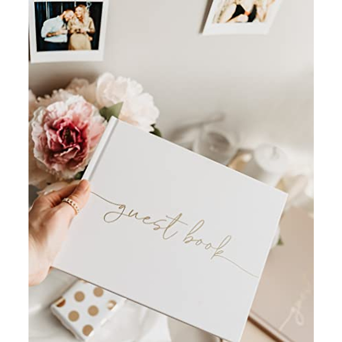 Wedding Guest Book - Perfect Guest Book Weddings Reception, Baby Shower, Polaroid Guest Book for Wedding and Special Events - 100 Blank Pages for Wedding Sign in, Photos - Elegant and Hardcover