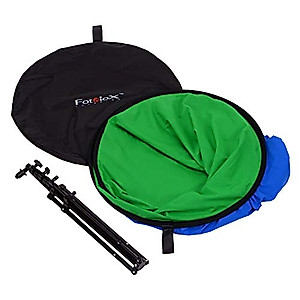Fotodiox 5'x7' Collapsible Chromakey Green + Blue 2-in-1 Background, Backdrop kit w/Stand Support
