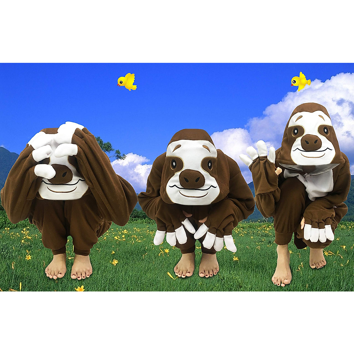 Unisex Onesie Pajamas Plush Cosplay Sloth Animal Onesies for Adults Costume Brown L