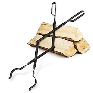 Uten Fire Tongs 26” Long Heavy Duty Fireplace Log Tongs Indoor Fire Tools Log Grabber Cast Iron Fire Pits Accessories for Outdoor Stove Long Logs Tweezers Firewood Tongs Campfire Tongs