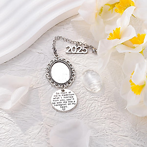 ARHTF 2025 Graduate Memorial Photo Charm Tassel Memorial Charm Class of 2025 Graduation 2025 DIY in Memory Mortarboard Decoration for Cap and Gown Ceremony Charms (silver)