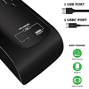 Digital Energy 8 Outlet Surge Protector Power Strip 4200 Joules USB-C and USB-A, 3 Wide Spaced Outlets, 6 Foot 14/3 AWG Cord, White