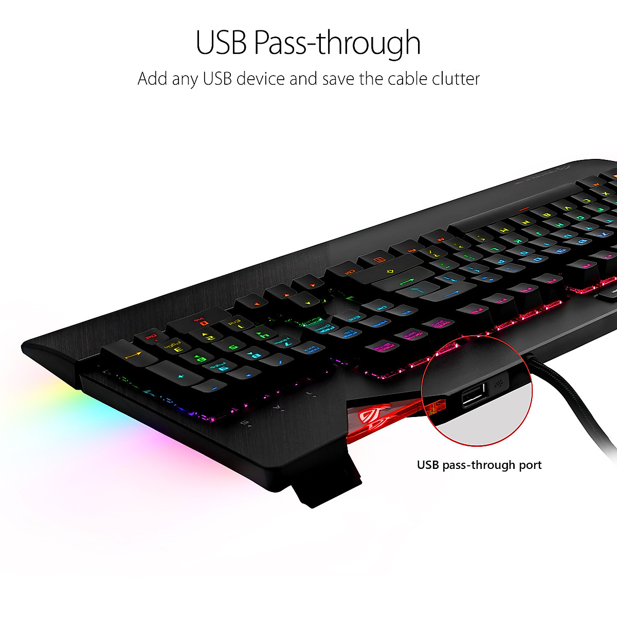 ASUS ROG Strix Flare (Cherry MX Brown) Aura Sync RGB Mechanical Gaming Keyboard with Switches, Customizable Badge, USB Pass Through and Media Controls (Renewed)
