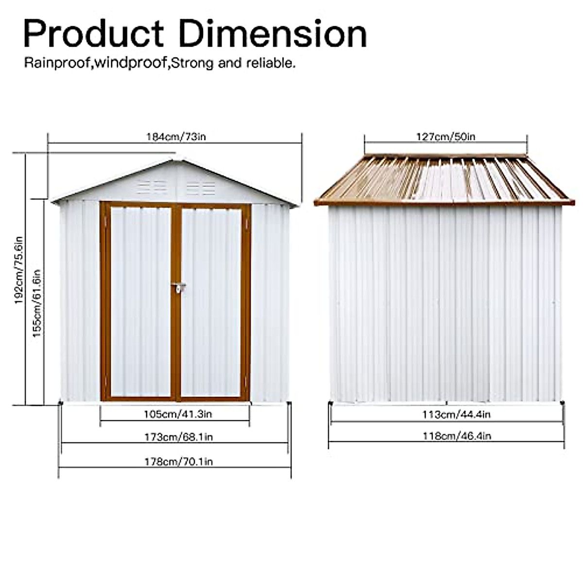 Goohome 4FTx6FT Storage Sheds, Metal Outside Garden Storage Shed Galvanized Steel w/Lockable Door, Roof Design Sheds & Outdoor Storage, Spacious House Garden Tool Storage Shed for Backyard, Bike Shed