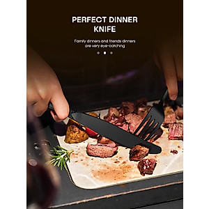 Stapava 40 Pcs Black Silverware Set, Gorgeous Retro Royal Silverware Set for 8, Stainless Steel Mirror Flatware Cutlery Set, Include Forks Spoons and Knives set, Dishwasher Safe Utensils