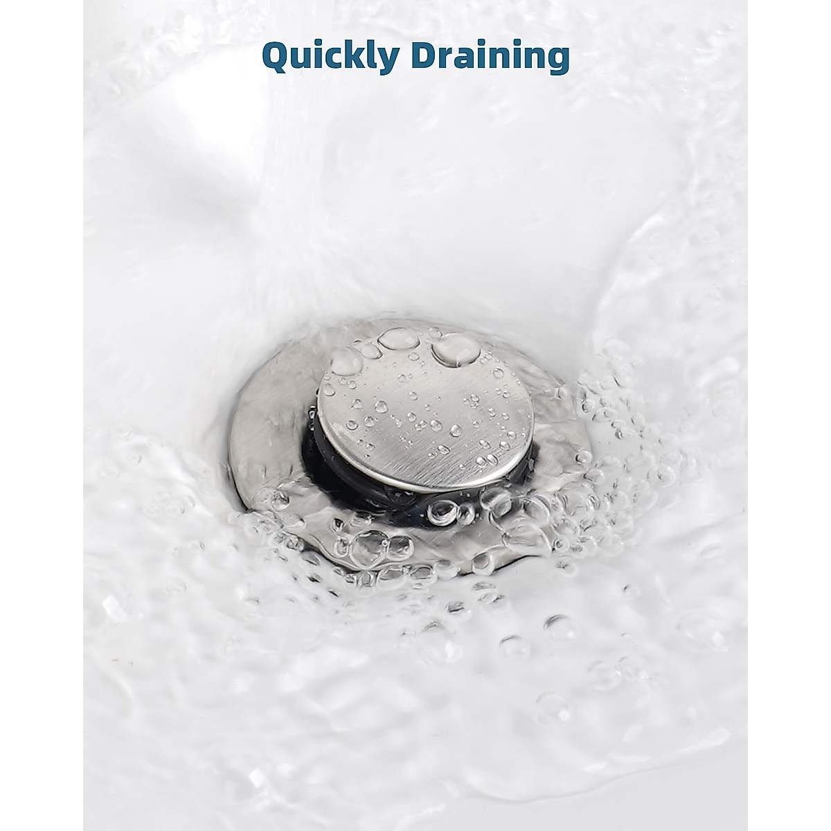 Bathroom Sink Drain with Lift Rod, Pop Up Sink Drain with Overflow, Brushed Nickel Drain Stopper for Vessel Sink, Assembly for Bathroom Faucet