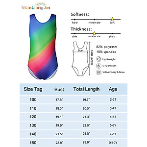 WanLiangJin Toddler Girls Gymnastics Leotards Size 8-9 9-10 8-10 Years Kids Sparkly Blue Rainbow Athletic Tumbing Class Ropa de Gimnasia para niñas Sport Activewear One Piece Unitards