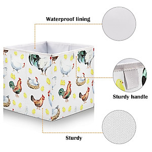KOPIRIT Rooster Chicken Storage Baskets Clothing Closet Organizers Storage Bins Foldable Storage Box for Closet Shelves Organizing
