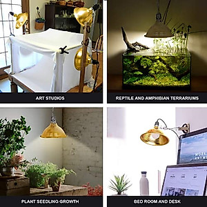 Simple Deluxe 5.5 Inch/8.5 Inch Aluminum Reflector E26 Socket Clamp Light with a Digital Aquarium Thermometer or 2700K LED Bulb