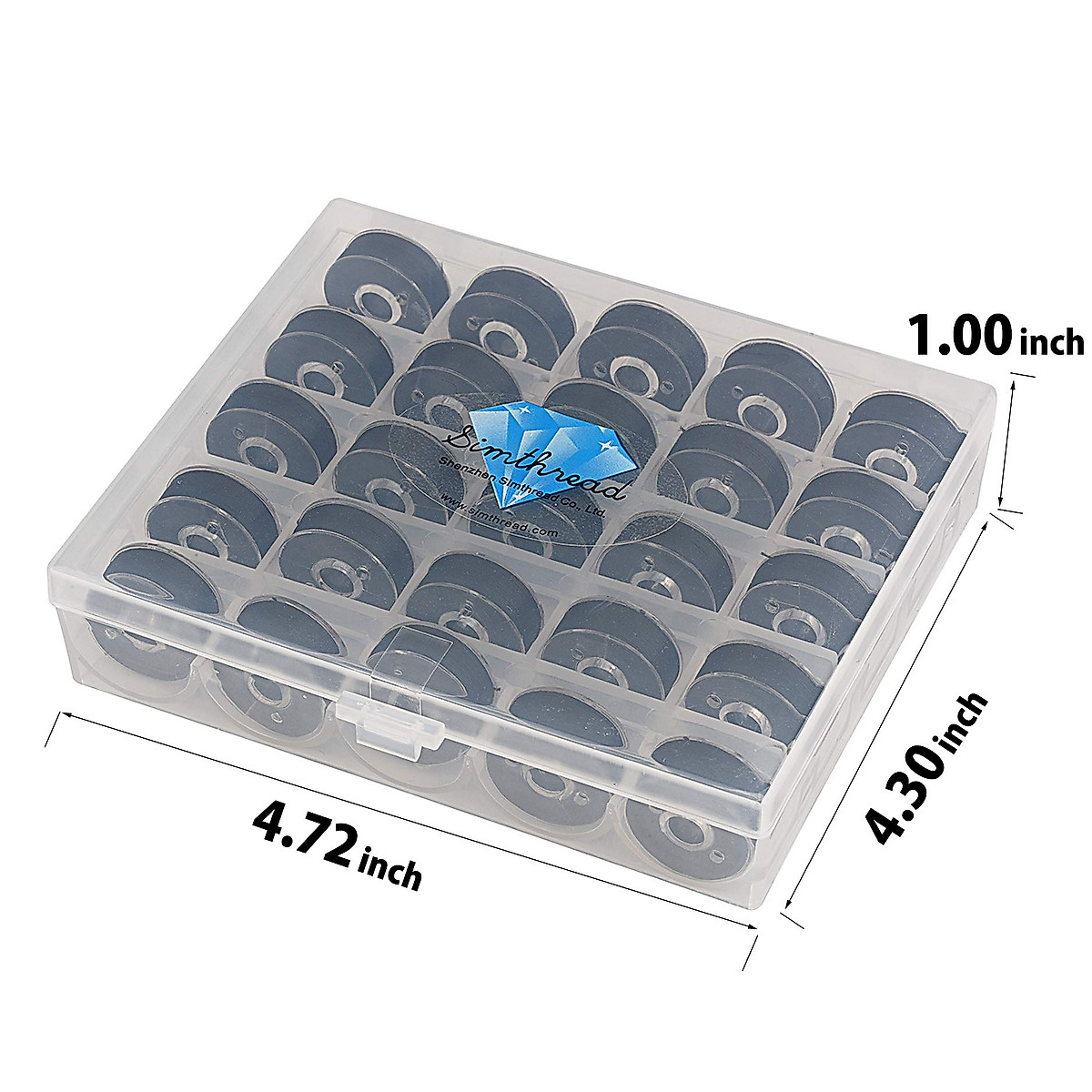 Simthread 25pcs Black Prewound Bobbin Thread Size L (SA155) 60WT for Brother Husqvarna Pfaff Embroidery Thread Sewing Thread Machine with Clear Storage Plastic Case DIY