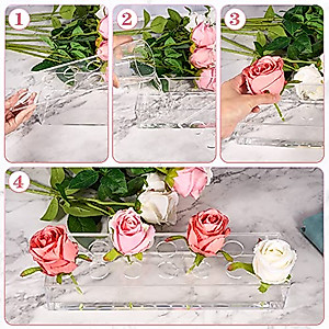 2 Pieces Acrylic Flower Vase Rectangular, Clear Floral Centerpiece for Dining Table 28 Inch Long Rectangle Acrylic Vase for Home Wedding Dining Table Decor