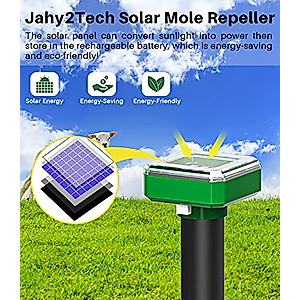 Solar Mole Repellent, Ultrasonic & Solar Powered Gopher Repellent, Waterproof Sonic Groundhog Repeller Rodent Gopher Deterrent Vole Chaser for Lawn, Yard & Garden of Outdoor Use (4 Pack)