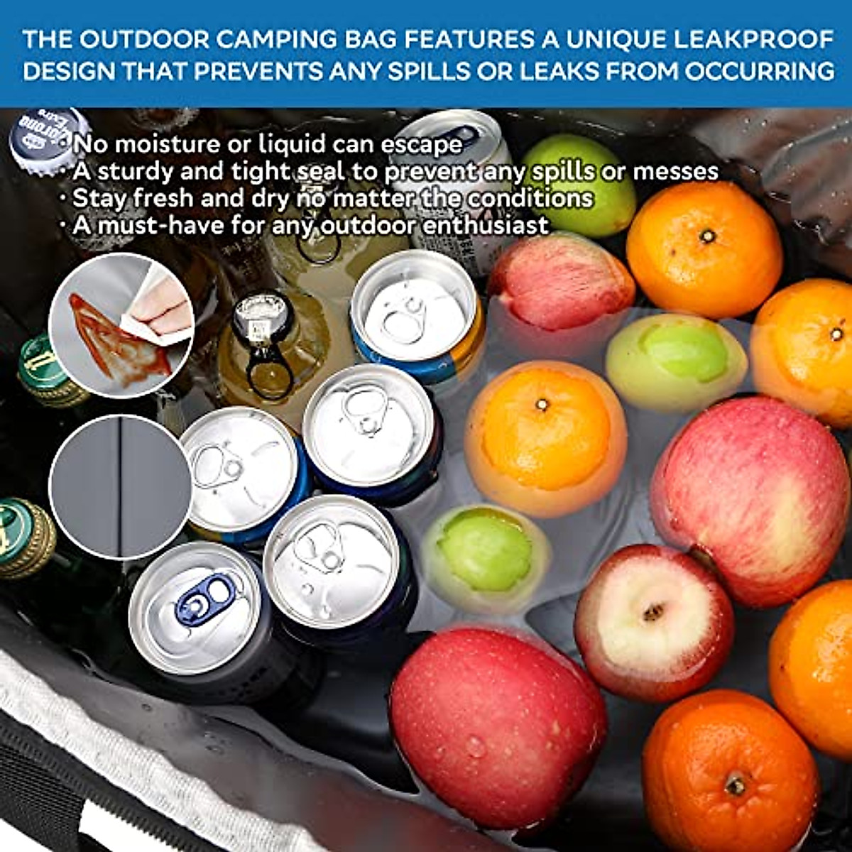 Portable Soft Cooler Bag - 24/60 Cans Insulated Camping Cooler, Leakproof Beach Cooler for Drink, Large Collapsible Soft Sided Cooler for Picnic, Lunch, BBQ, Travel, Outdoor, Road Trip, Ice Chest