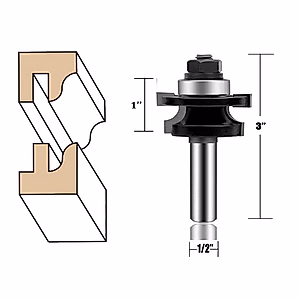 LEATBUY 1/2 Inch Shank Router Bit Set 3 PCS Round Over Raised Panel Cabinet Door Rail and Stile Router Bits, Woodworking Wood Cutter, Wood Groove Tongue Milling Tool(1/2-double)