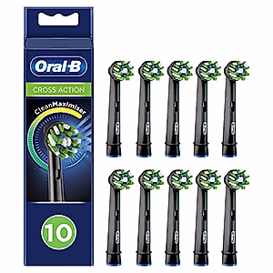 Oral-B CrossAction Toothbrush Head Black, CleanMaximiser Technology, 10 Counts, Mailbox Sized Pack, 7 g