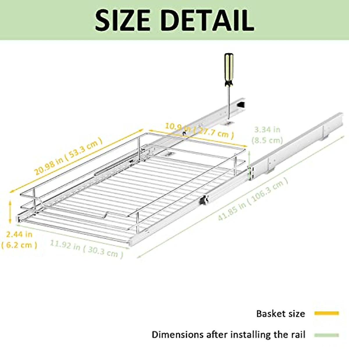 AHNR Pull Out Cabinet Organizer, Heavy Duty Cabinet Pull Out Shelves, Slide Out Cabinet Organizer Storage for Home, Pull Out Drawers for Kitchen Cabinets,11”W*21”D