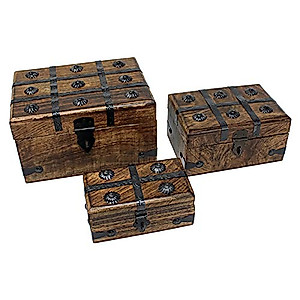 Nautical Cove Wooden Treasure Chest Keepsake Box (Medium)