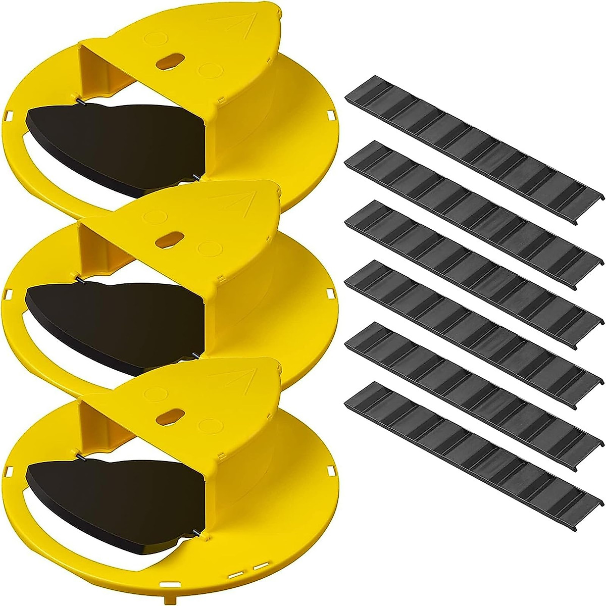 3 Sets Mouse Trap Bucket - Multi-Catch, Auto-Reset, Humane or Lethal Rat Trap - Mouse Traps Indoor for Home, Farm, Warehouse, Garage, Great Rat Traps, 5 Gallon Bucket Compatible(Yellow)