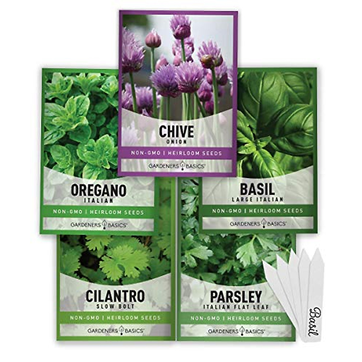 Culinary Herb Seeds For Planting Indoors and Outdoors 5 Herbs Seed Packets Including Basil, Cilantro, Chives, Oregano, and Parsley - Great for Kitchen Herb Garden Heirloom Herb Seeds - Gardners Basics