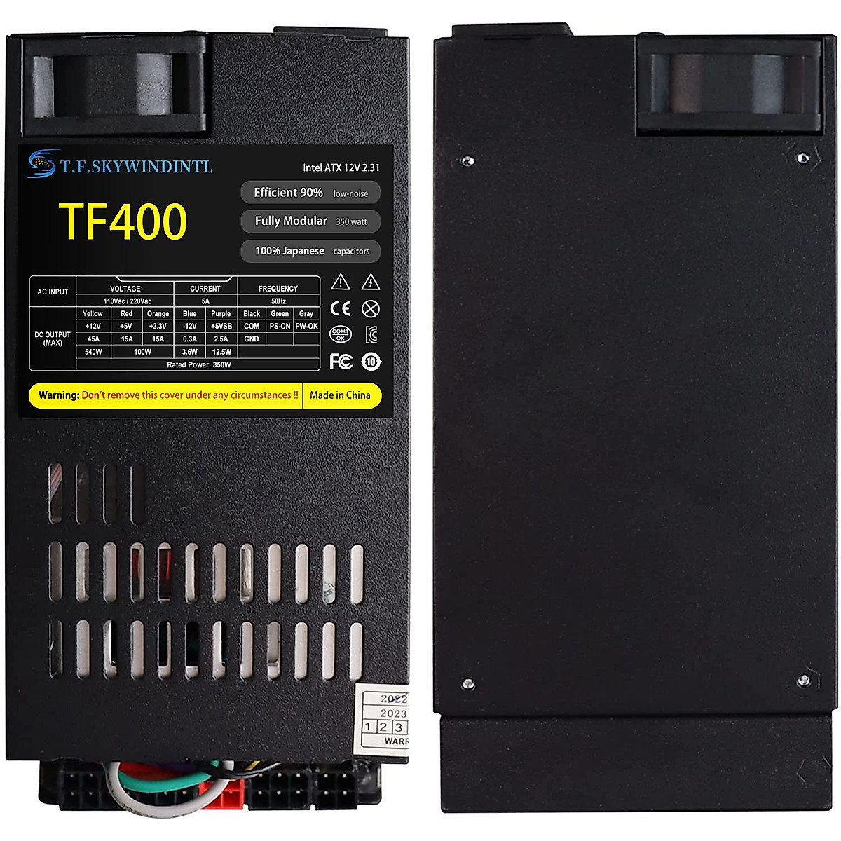 Flex ATX Power Supply 350W 1U Fully Modular PSU 90-264V AC with 1x20/24Pin Mainboard Power,2xSATA Ports, 2xIDE Fan Power for Rack Mount Case Desktop Server POS AIO System