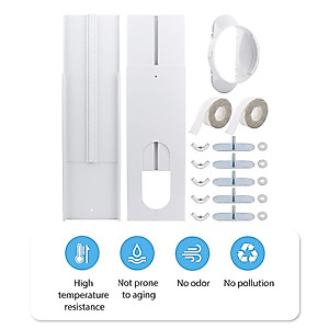 CALIDAKA Portable AC Window Kit,Air Conditioner Window Kit with 2pack 3m Seal,Universal Window Seal Kit Adjustable Sliding AC Vent Kit for 5.1/5.9 inch Exhaust Hose(white)