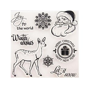 NZJ Merry Christmas Santa Elk Clear Stamp Background Transparent Silicone Stamp Rubber Stamp for Scrapbook Journal Card Making