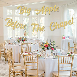 Big Apple Before The Chapel Bachelorette Banner Decoration, Gold Glitter Letter Banner for Bridal Shower Engagement Wedding Hen Party Supplies