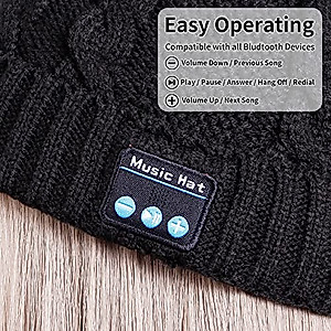 PEATOP Beanie Hats for Men and Women with Wireless Headphone for -Winter Knit Cap with Wireless Headphones Speakers Brown