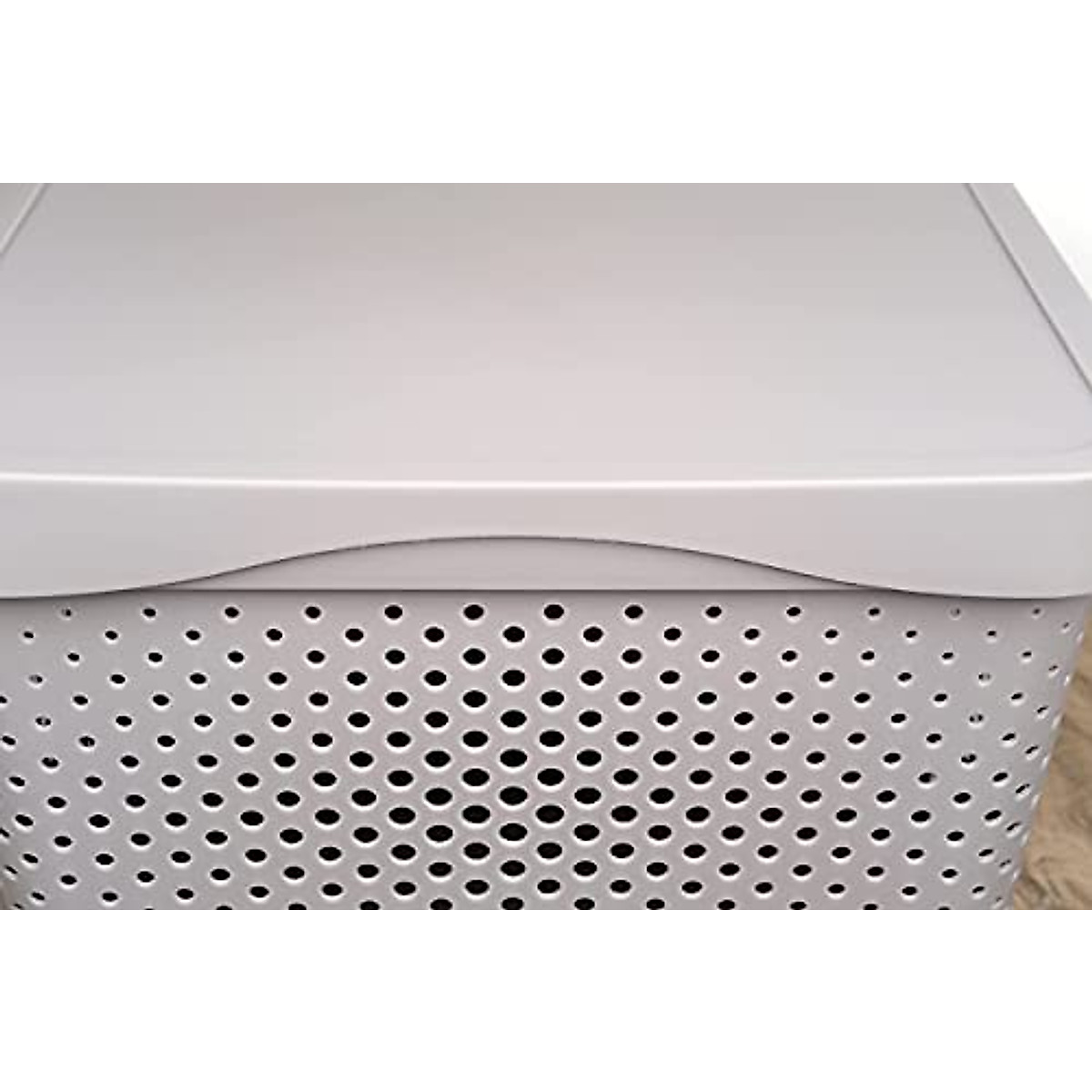 HANAMYA Lidded Storage Bin Organizer | Storage Organizing Container, 16 Liter, Set of 4, Gray