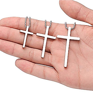 Ursteel Cross Necklace for Men, Stainless Steel Cross Chain Silver Mens Cross Necklace 18 Inch, Christian Jewelry Cross Necklace for Men Boyfriend