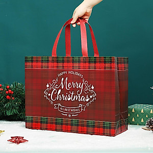 YANGTE Extra Large Christmas Gift Bags 12 Pack Extra Large Gift Bags Jumbo with Handle Reusable Non-Woven XL Xmas Presents Wrapping Holiday Bags Tote Size 16.7 * 6.9 * 12.6in
