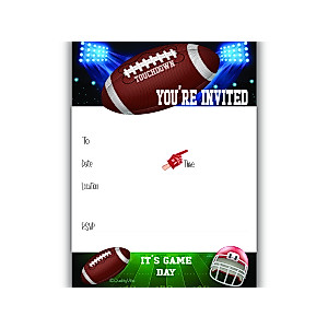 25 Football Theme Invitations With Envelopes, Fill In Style You're Invited, It's Game Day With Field & Baseball Helmet. Invite Cards For Baseball Game Or Baseball Theme Birthdays For Kids & Adults. Thick & Non Coated Cardstock For Use With Any Pen.