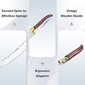 XuSha Champagne Saber Champagne Sword Wine Knife Bottle Opener Wood Handle with Gift Box (Red handle + Gift Box)