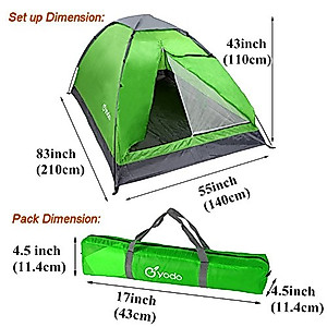 Yodo Upgraded Lightweight 2 Person Camping Backpacking Tent with Carry Bag, Green