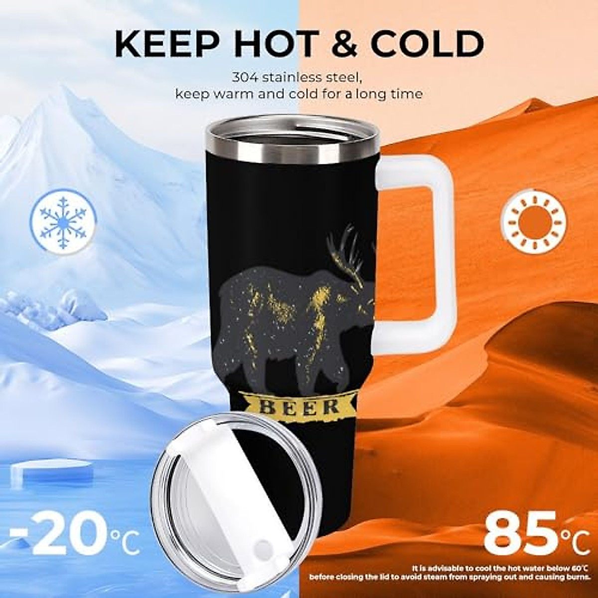 Camel Camouflage Tumbler with Handle Travel Mug Water Bottle Tea Coffee Cup White-style