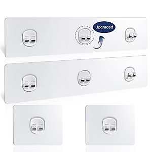 ORD OF SP Shower Caddy Adhesive Replacement, 4 Pack Strong Adhesive Shower Hooks, Water-proof Shower Adhesive Strips, No Drilling for Corner Shelf Basket, Bathroom Storage Shelves and Kitchen Racks