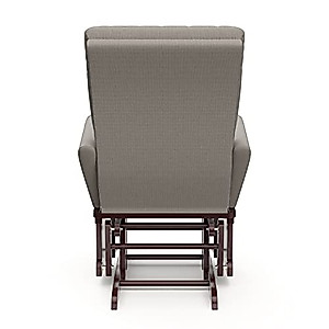 Storkcraft Harmony Premium Glider and Ottoman (Espresso Base, Sandstone Cushion) – Upholstered Glider, Padded Cushions with Storage Pocket, Smooth Rocking Motion, Easy to Assemble, Solid Hardwood Base