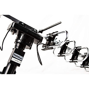 Five Star Outdoor Antenna HD TV Up to 200 Miles Range with Motorized 360 Degree Rotation, UHF/VHF/FM Radio with Infrared Remote Control Advanced Design with Installation Kit & Jpole