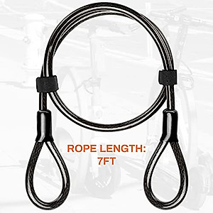 Bike Lock Cable 7 feet 1/2" Thick Heavy Duty Vinyl Coated Flexible Security Steel Cable with Sealed Loop Anti-Theft Safety Cables for U-Lock, Padlock, Disc Lock