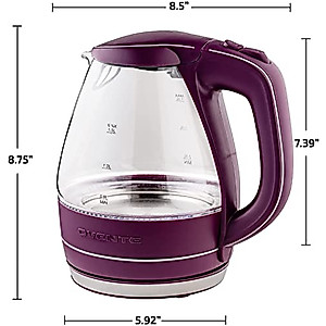 OVENTE Glass Electric Kettle Hot Water Boiler 1.5 Liter Borosilicate Glass Fast Boiling Countertop Heater - BPA Free Auto Shut Off Instant Water Heater Kettle for Coffee & Tea Maker - Purple KG83P
