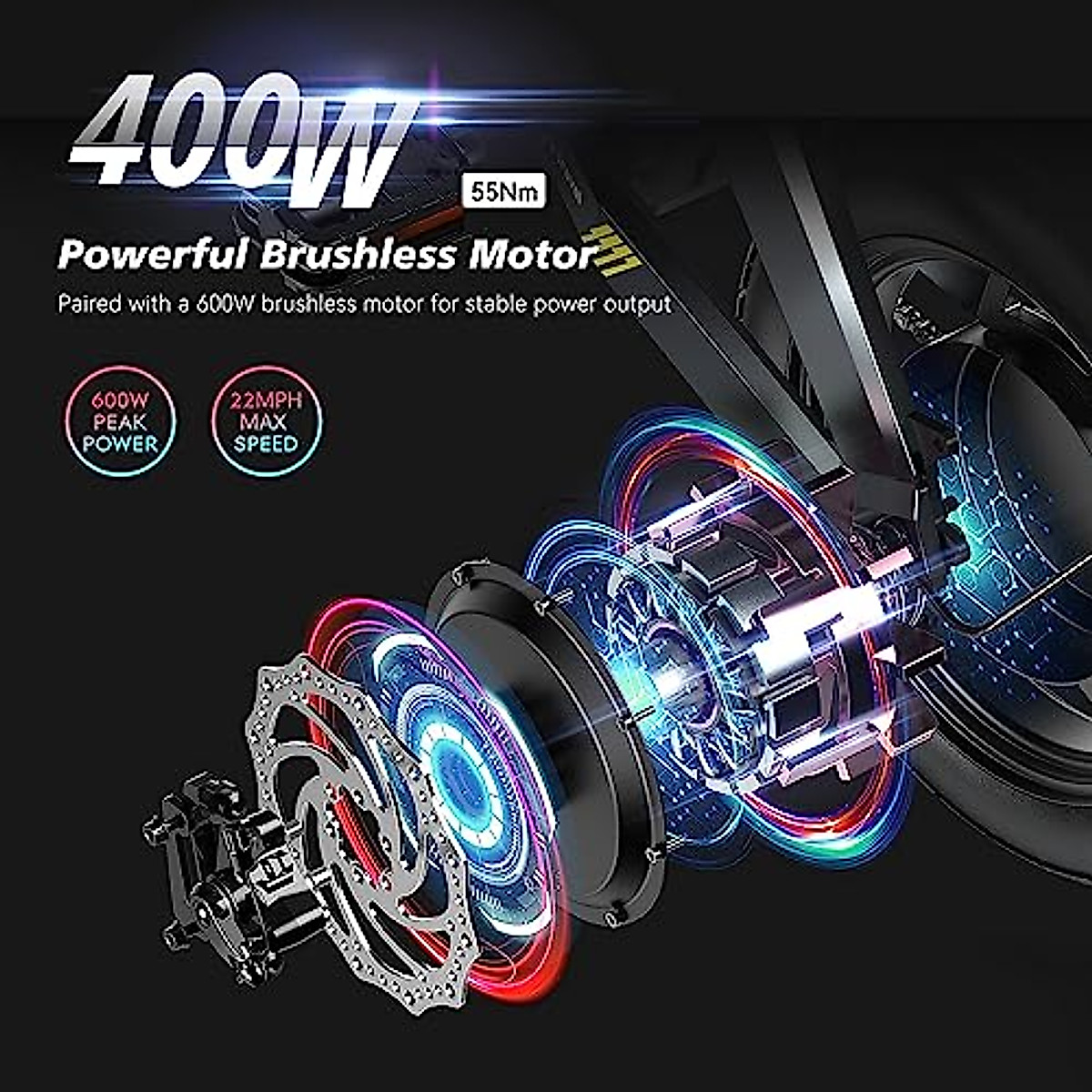 SOHAMO A3 Electric Bike for Adult, 48V 16AH 400W Brushless Motor with 22mph, Multi-Shock Absorption Adult Electric Bicycles City Commuter, Picnic，Folding Ebike for Women, Teens, Men…