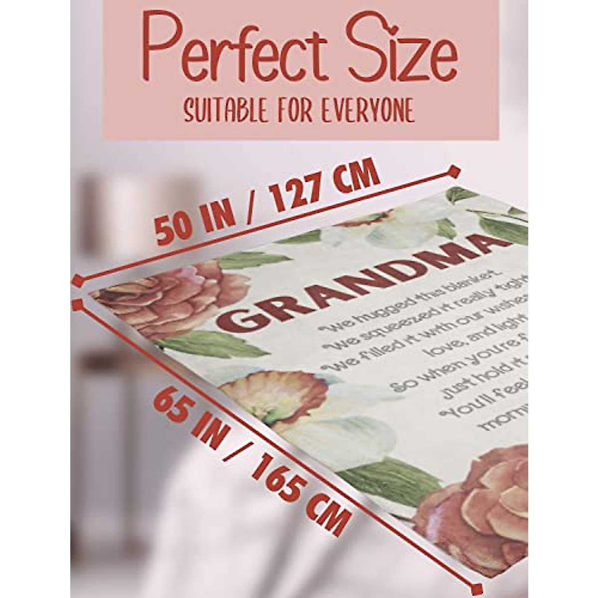 InnoBeta Grandma Throw Blanket - Grandma Gifts from Grandchildren- Flannel Blankets Gift for Grandma on Mother's Day, Christmas, Birthday, or Thanksgiving - 50" x 65"