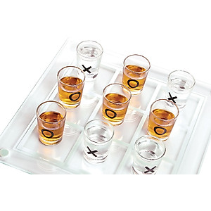 Home Essentials & Beyond Funville Tic Tac Toe with Shot Glasses, Clear
