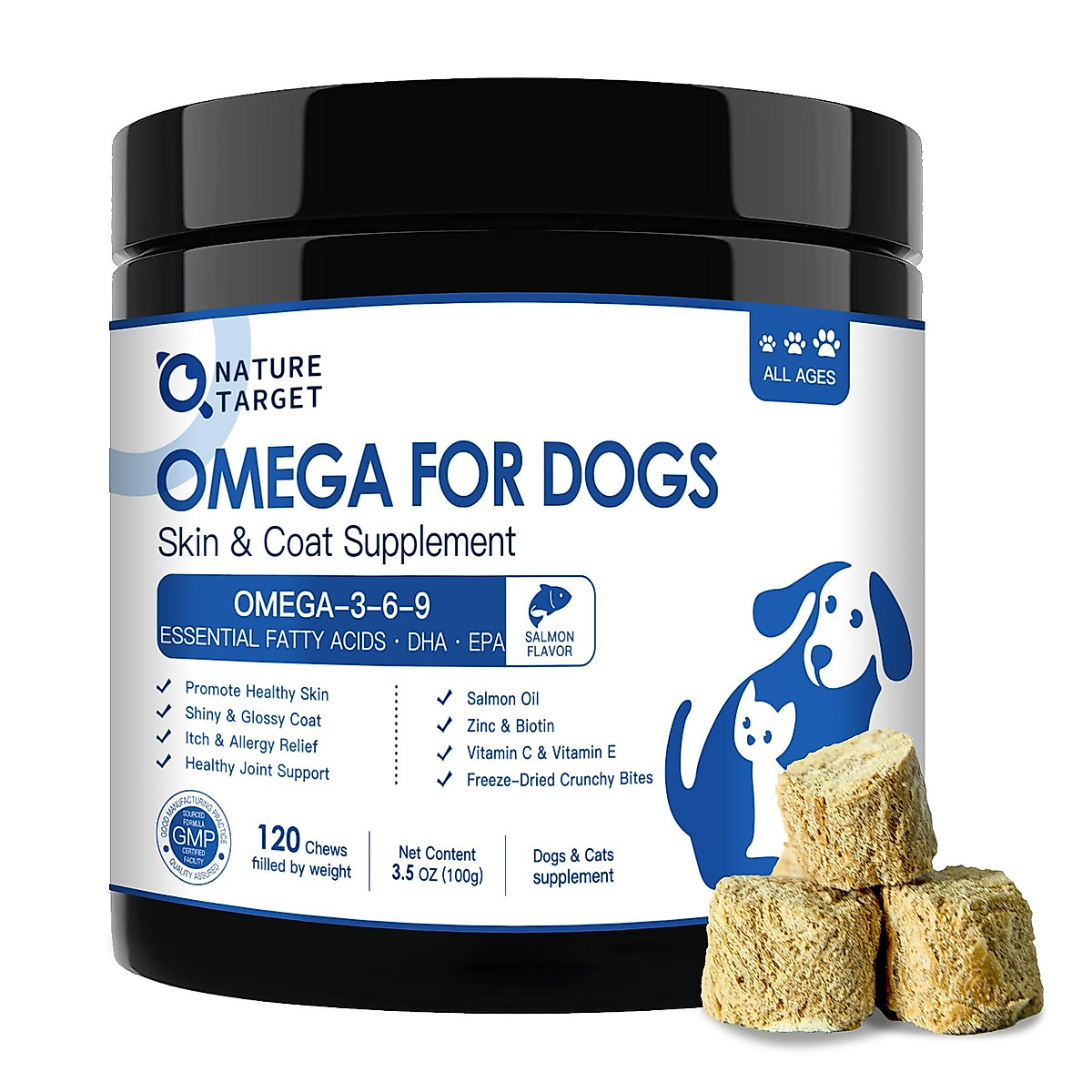 Omega 3 Fish Oil for Dogs - Salmon Oil for Dogs Skin and Coat Supplement with EPA & DHA Fatty Acids - Dog Itch & Allergy Relief, Anti Shedding, Hot Spots Treatment - Hip & Joint Support - 120 Counts