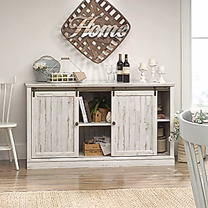 Sauder Barrister Lane Credenza, for TVs up to 60", White Plank finish